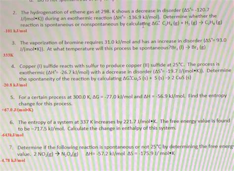 The Hydrogenation Of Ethene Gas At 298 K Shows A Decrease In Disorder