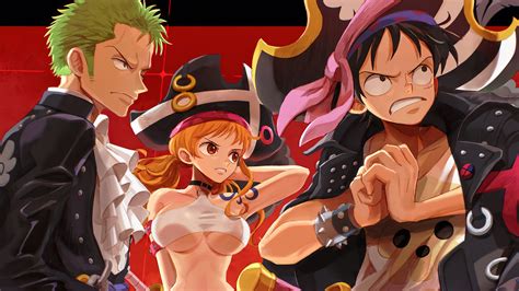 One Piece Red Luffy Zoro Nami Anime Wallpaper 4k Hd For Desktop Id10551