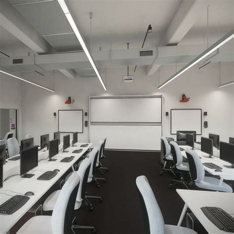 Computer Laboratory Classroom Contemporary Interior Scene V7 3d Model