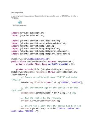 Cookies Program To Display The Information Though Cookie Creation PDF