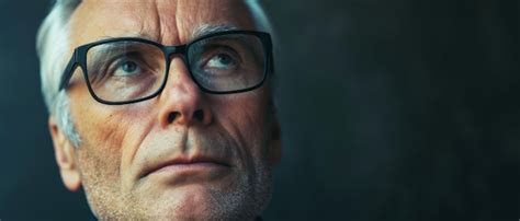 Premium Photo Pensive Senior Man With Glasses Looking Upward In