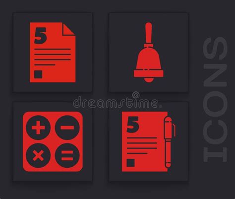 Set Test Or Exam Sheet And Pen Test Or Exam Sheet Ringing Bell And