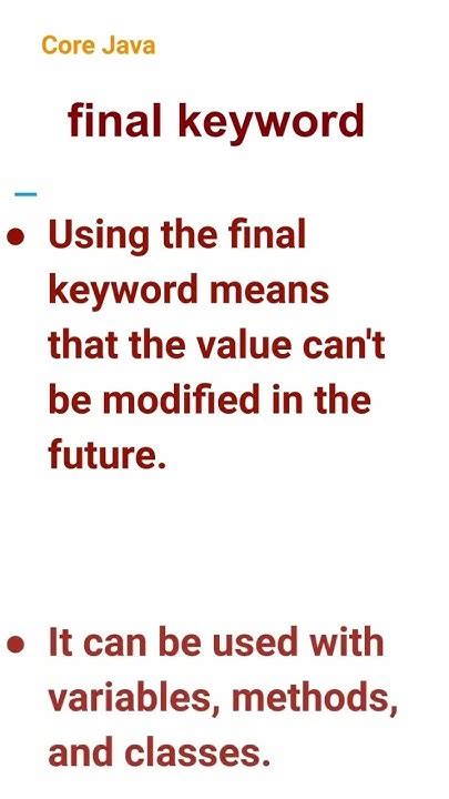 Final Keyword 51 Corejava Youtube