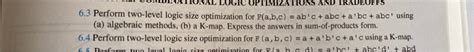 Solved Zations 63 Perform Two Level Logic Size Optimization