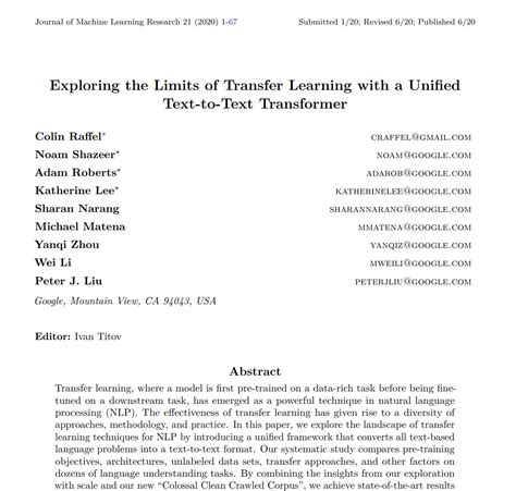 논문 리뷰 T5 Exploring The Limits Of Transfer Learning With A Unified