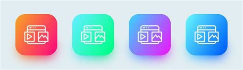Content Line Icon In Square Gradient Colors Social Media Signs Vector