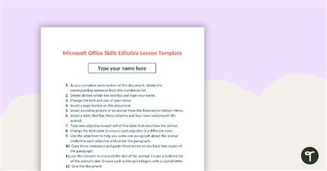 Editable Word Processing Template Teach Starter