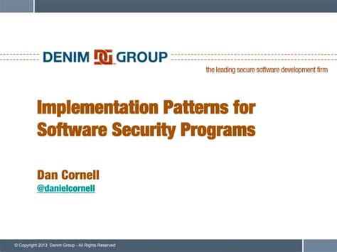 Implementation Patterns For Software Security Programs Pdf Business