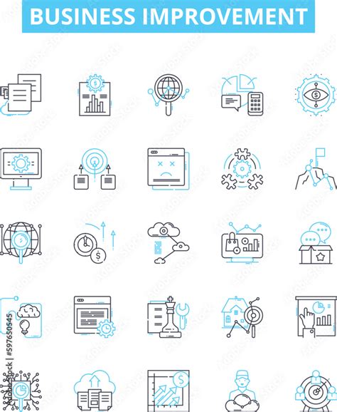 Business Improvement Vector Line Icons Set Optimization Performance Efficiency Expansion