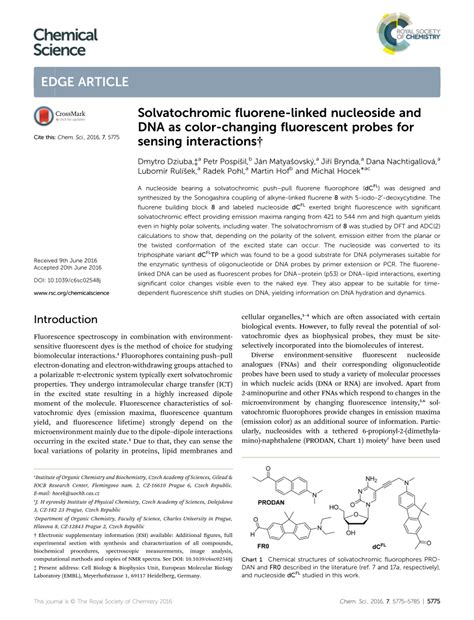 Pdf Solvatochromic Fluorene Linked Nucleoside And Dna As Color