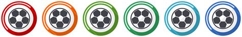 축구 아이콘 세트 웹 디자인 및 모바일 응용 프로그램에 대한 6 가지 색상 옵션의 평면 디자인 벡터 일러스트레이션 Championship에 대한 스톡 벡터 아트 및 기타