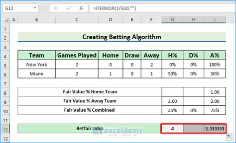 how to create betting algorithm in excel 3 methods