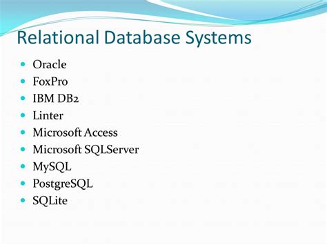 querying information in a database contents relational database systems creating database with