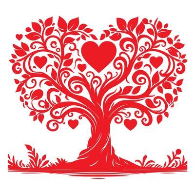 Heart Carved Tree Vector Art Icons And Graphics For Free Download