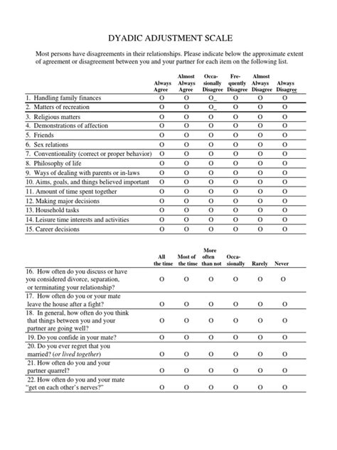 Dyadic Adjustment Scale Das Pdf Interpersonal Relationships Behavioural Sciences