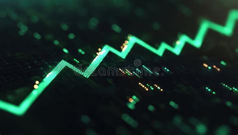 Green Digital Line Graph Depicting Market Trends On A Dark Background
