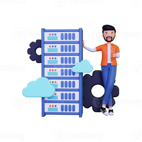 3d Man Doing Server Cloud Hosting 10873276 Png