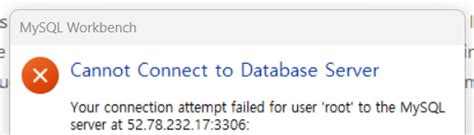 Mysql Mysql Workbrench에서 Your Connection Attempt Failed For User Root To The Mysql Server