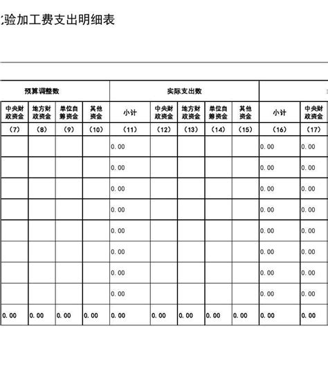 测试化验加工费支出明细表 模板 文档之家
