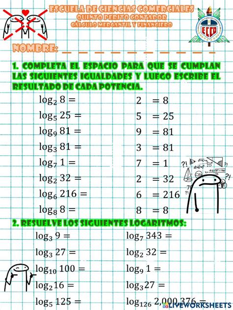 Hoja De Ejercicios De Logaritmos