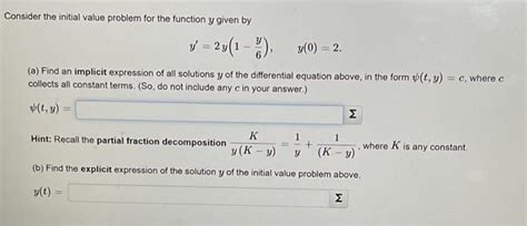 Solved Consider The Initial Value Problem For The Function