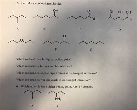 Solved Consider The Following Molecules Which Molecule Has