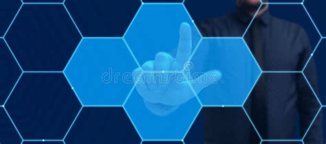 Man Standing Holding Tablet And Pressing On Virtual Graph Business Man