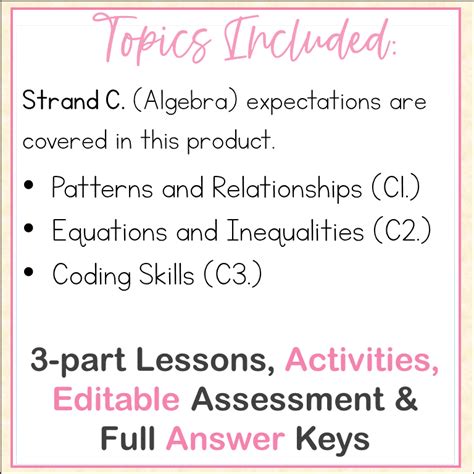 Grade Algebra Unit Ontario Stacey S Circle