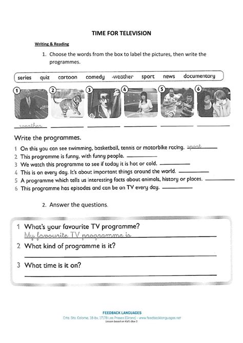 Tv Programmes Free Worksheet