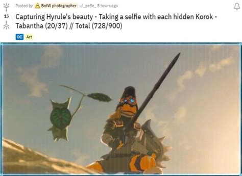 BOTW Player Quests To Take Selfie With Every Hidden Korok