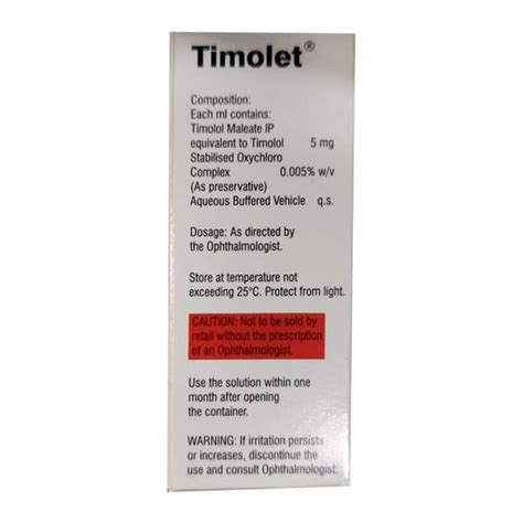 Timolet 050 Eye Drops 5ml Buy Medicines Online At Best Price From