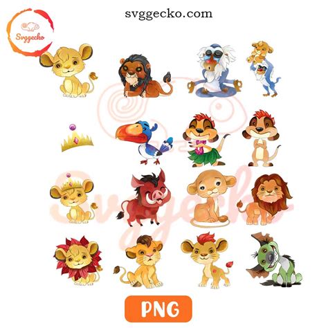 Cute Lion King Characters Png Clipart Simba Mufasa Scar Png Nala Png Rafiki Png Gecko