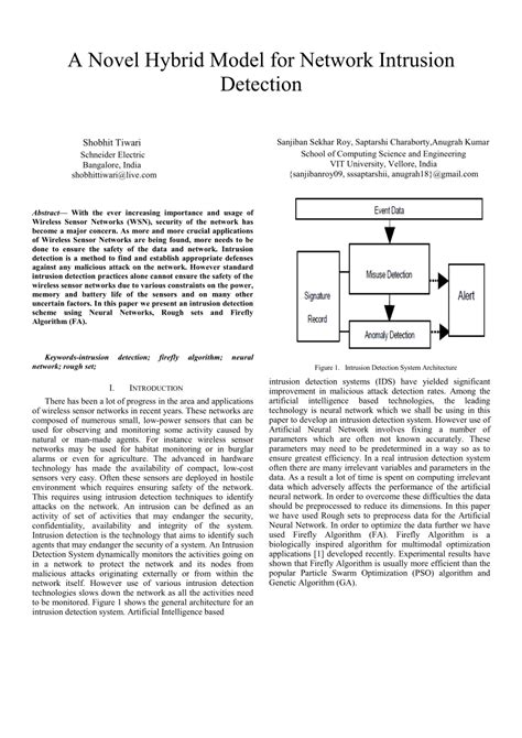 Pdf A Novel Hybrid Model For Network Intrusion Detection