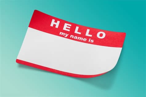 Premium Photo Red Hello My Name Is Tag