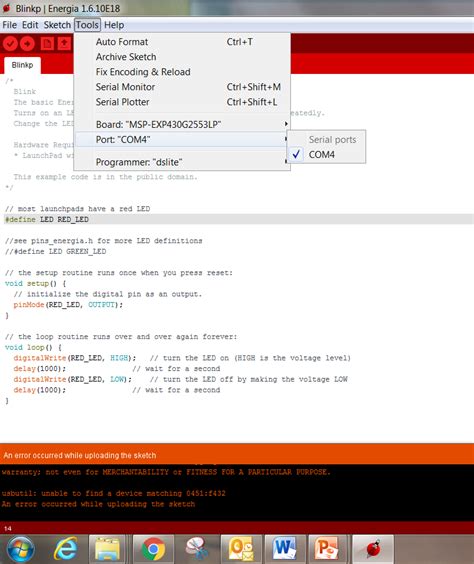 Edit Msp430g2553 Launchpad Energia Error 0451f432 Msp Low Power