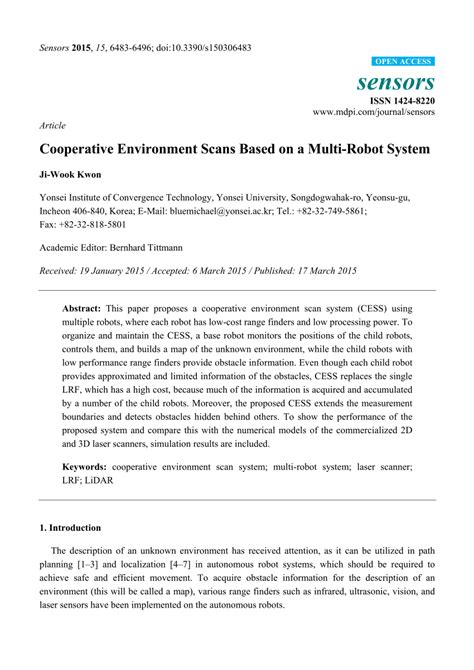 Pdf Cooperative Environment Scans Based On A Multi Robot System