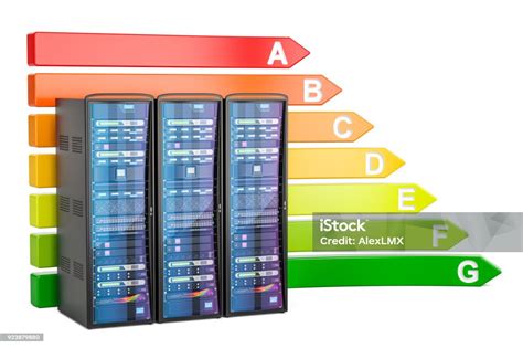 에너지 효율성 차트 컴퓨터 서버 랙 3d 렌더링에 고립 된 흰색 배경 네트워크 서버에 대한 스톡 사진 및 기타 이미지 네트워크 서버 소비자주의 연료 및 전력 생산