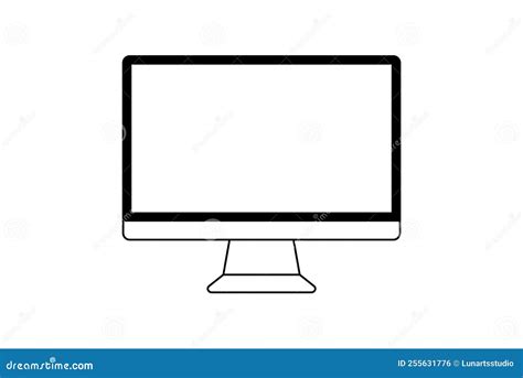 Computer Monitor Icon Flat Pc Symbol Stock Vector Illustration Of Black Communication 255631776