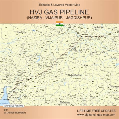 Hvj Gas Pipeline Map Hazira Vijaipur Jagdishpur Pipeline Route Compressor Stations