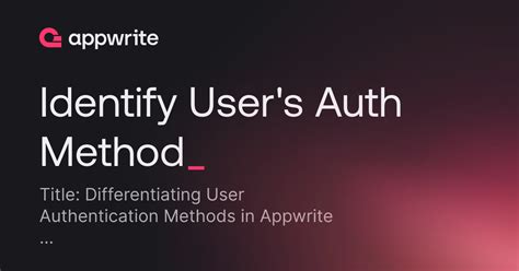 Identify Users Auth Method Threads Appwrite