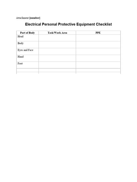 Electrical Ppe Checklist Form Pdf