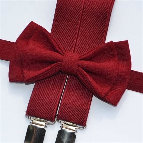 Burgundy Suspenders And Bow Tie Etsy