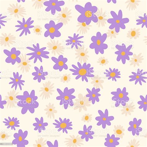 꽃과 화려한 매끄러운 꽃 무늬 인쇄 및 장식을위한 섬세한 야생 꽃과 끝없는 디자인 반복 가능한 식물 배경 색상 플랫 벡터 일러스트레이션 0명에 대한 스톡 벡터 아트 및 기타