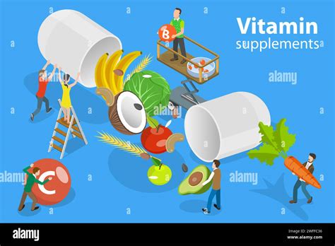 3d Isometric Flat Vector Conceptual Illustration Of Nutritional Supplement Vitamins And Dietary