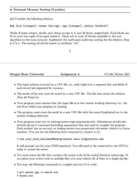 4 External Memory Sorting 6 Points A Consider