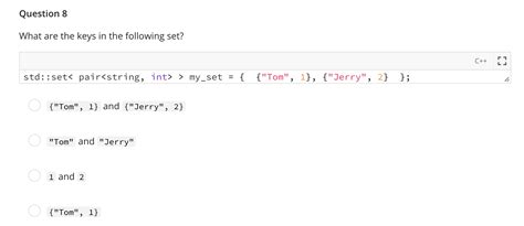 Solved Question What Are The Keys In The Following Set Chegg