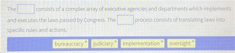 Solved The Consists Of A Complex Array Of Executive Agencies