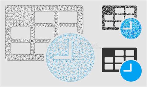 Date And Time Vector Mesh Network Model And Triangle Mosaic Icon Stock
