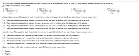 Solved The Excel Output Shows The Relationship Between How