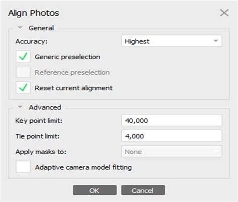 Initial Using Parameters In Agisoft Metashape Download Scientific Diagram